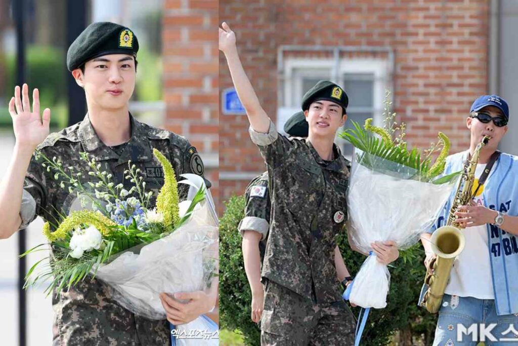 Jin was finally discharged from the military in an event with the other ...