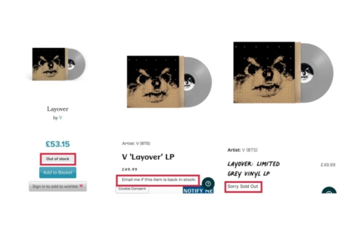 BTS’ V’s “Layover” vinyl version is sold out in multiple regions