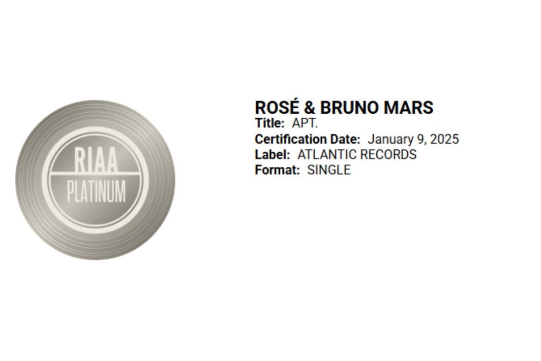 BLACKPINK’s Rosé and Bruno Mars’ “APT” is officially certified platinum ...