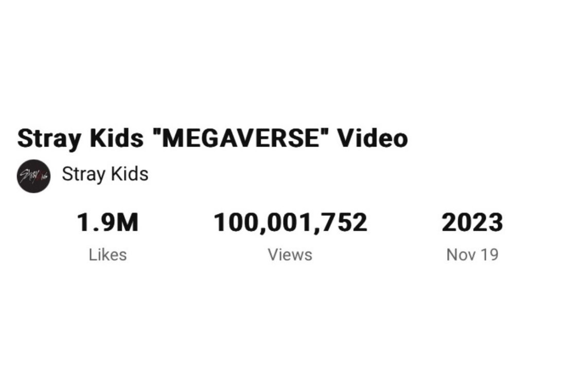Stray Kids' "MEGAVERSE" reaches the 100 million views milestone on YouTube