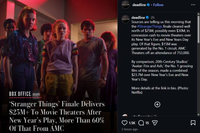 "Stranger Things" Finale Episode Earns $20M–$25M in New Year’s Box Office