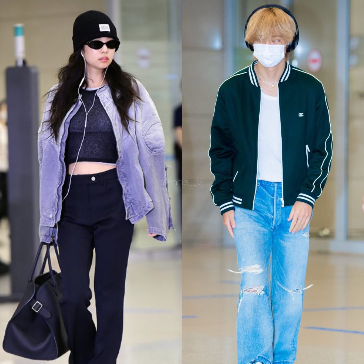 FOTOS: V de BTS y Jennie de BLACKPINK llegaron en la misma hora al aeropuerto de Seúl
