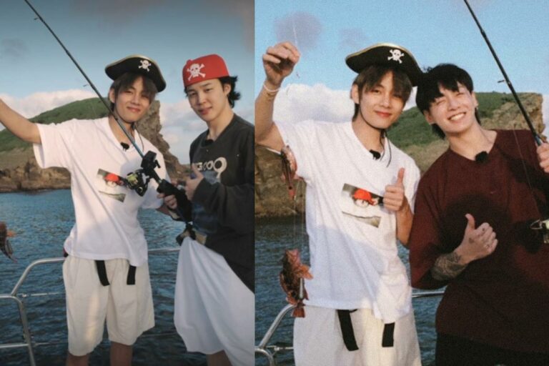 Las encantadoras imágenes de V de BTS mientras pesca con sus compañeros