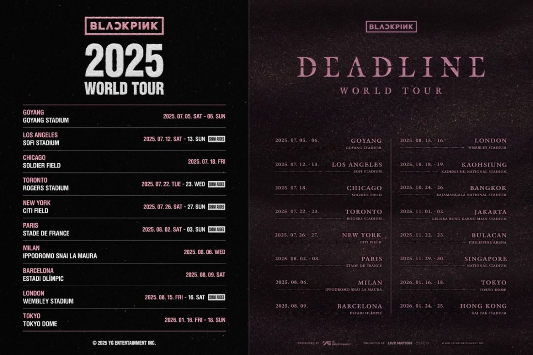 BLACKPINK anuncia más fechas para su próxima gira mundial 'DEADLINE'